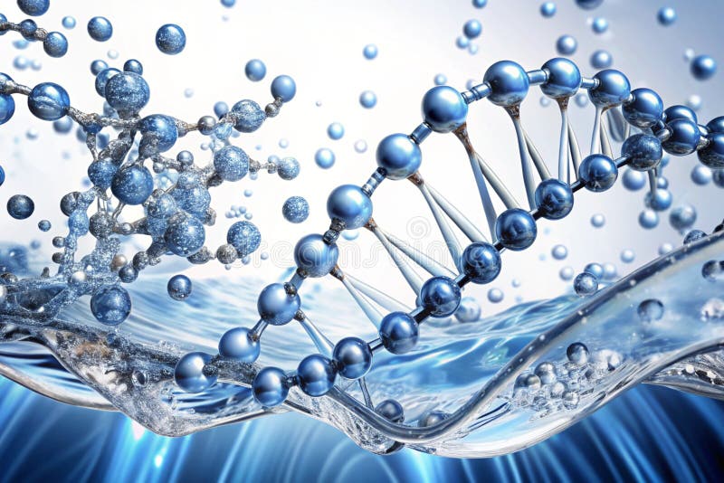 3d Illustration of DNA Molecule Model from Water Stock Illustration ...