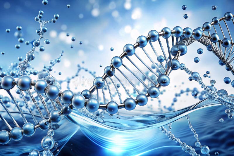 3D Illustration of DNA Molecule Model from Water Stock Illustration ...