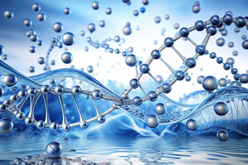 3D Illustration of DNA Molecule Model from Water Stock Illustration ...