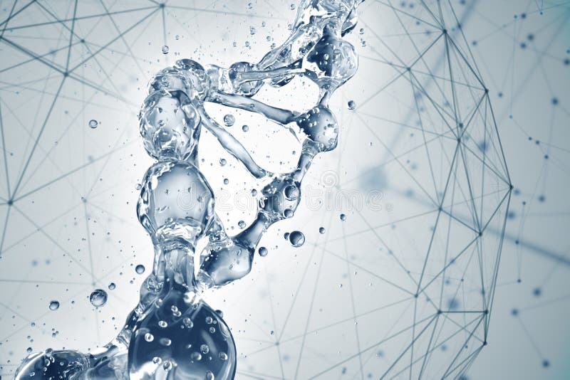 3d Illustration Of DNA Molecule Model From Water. Stock Illustration ...