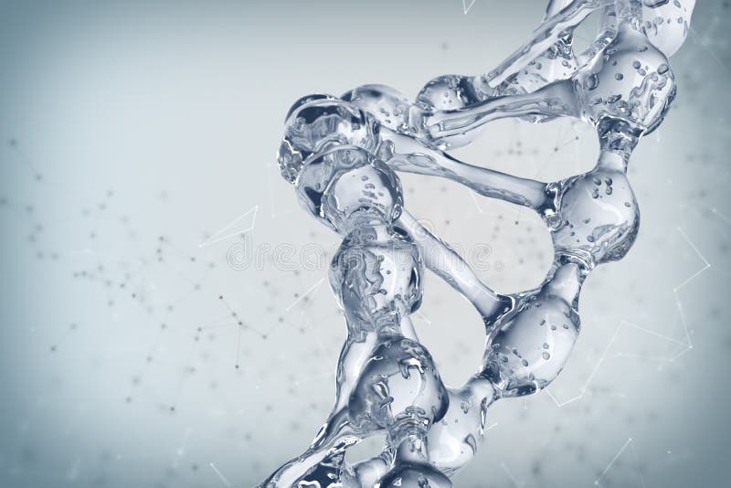 3d Illustration of DNA Molecule Model from Water. Stock Illustration ...