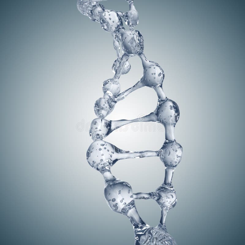3d Illustration of DNA Molecule Model from Water. Stock Illustration ...