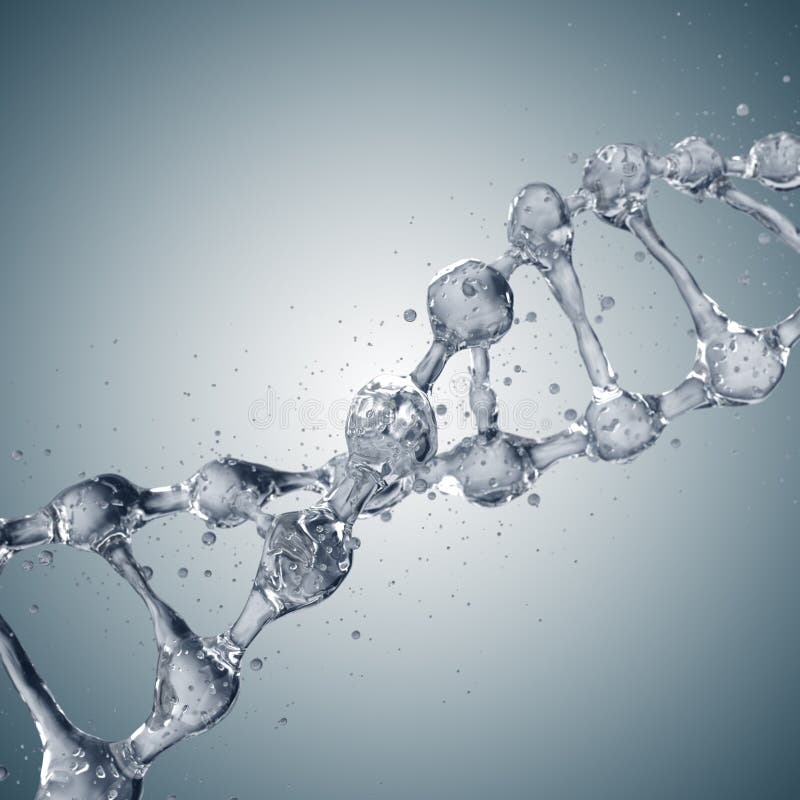 3d Illustration of DNA Molecule Model from Water. Stock Image - Image ...