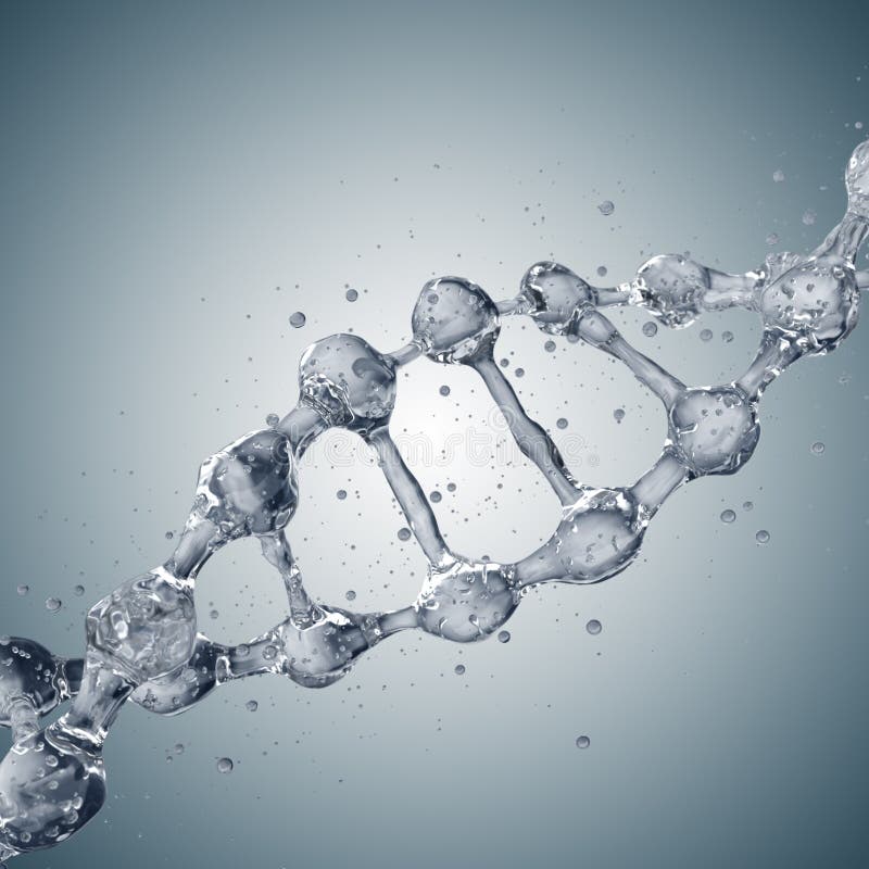 3d Illustration of DNA Molecule Model from Water. Stock Illustration ...