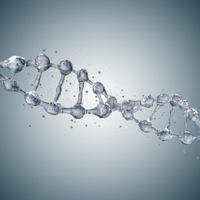3d Illustration of DNA Molecule Model from Water. Stock Illustration ...