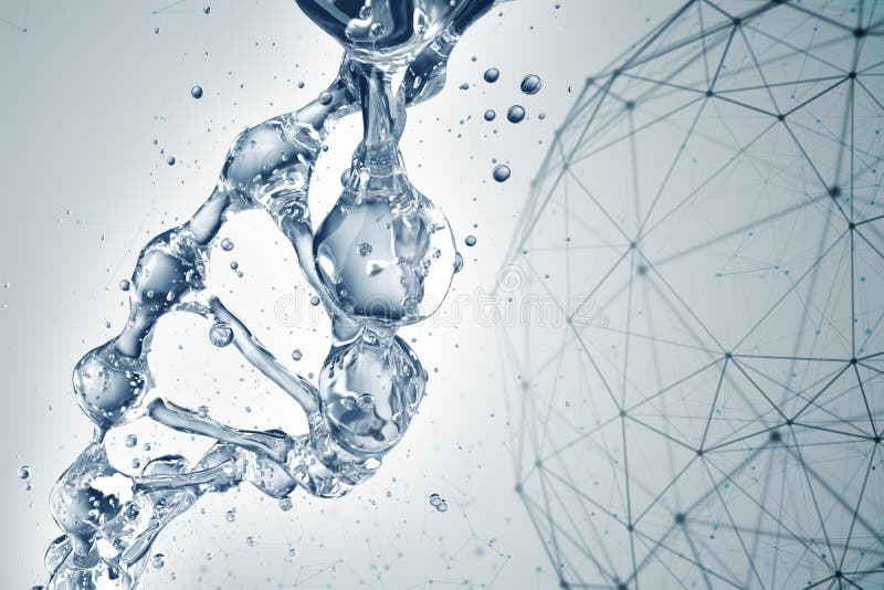 3d Illustration of DNA Molecule Model from Water. Stock Illustration ...