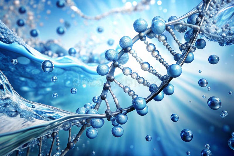 3d Illustration of DNA Molecule Model from Water. Science Background ...