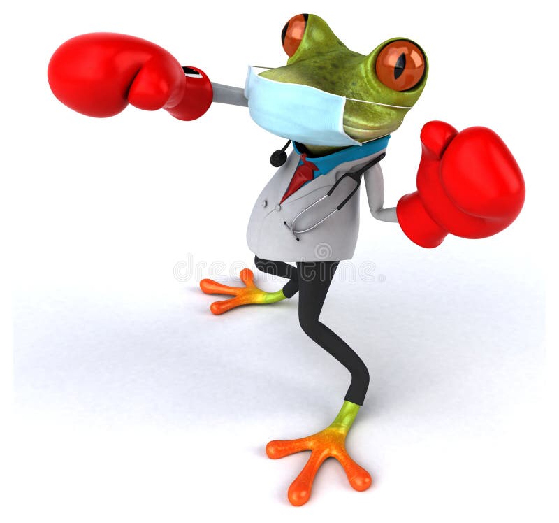 3D Illustration of a Doctor Frog with a Mask Stock Illustration ...
