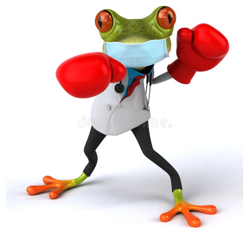 3D Illustration of a Doctor Frog with a Mask Stock Illustration ...