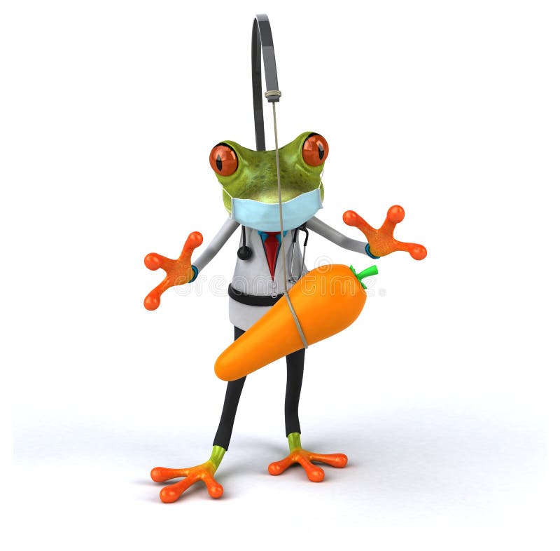 3D Illustration of a Doctor Frog with a Mask Stock Illustration ...