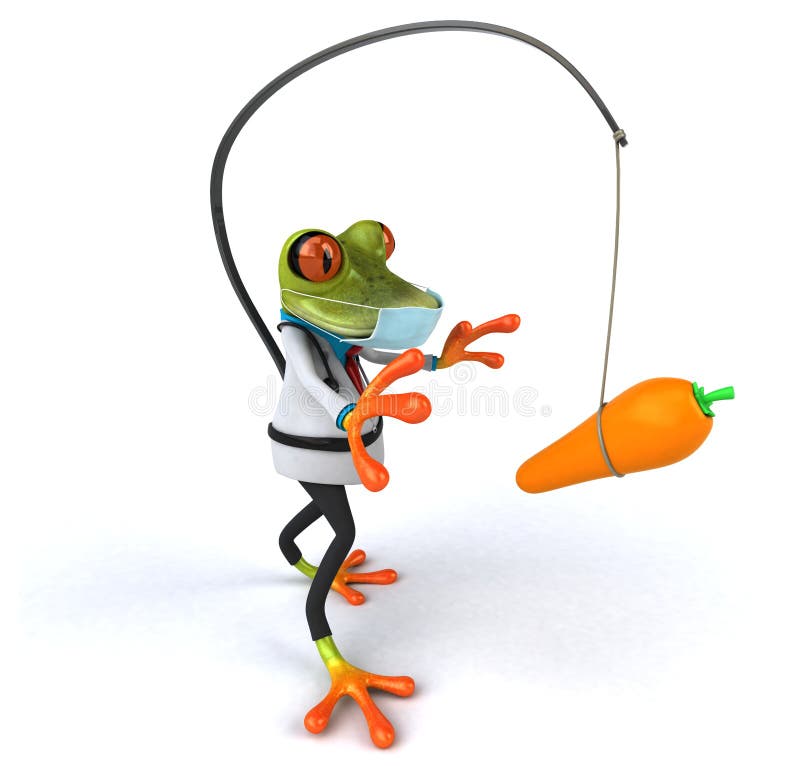 3D Illustration of a Doctor Frog with a Mask Stock Illustration ...