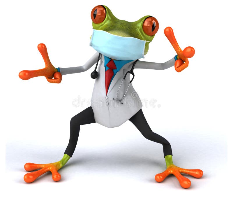 3D Illustration of a Doctor Frog with a Mask Stock Illustration ...