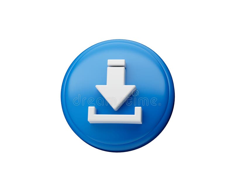 3d Illustration Download Button or Icon for Web and App Stock ...