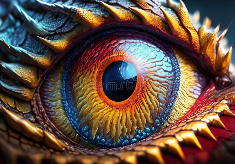 3d Illustration of Dragon Eye in Closeup View Stock Illustration ...