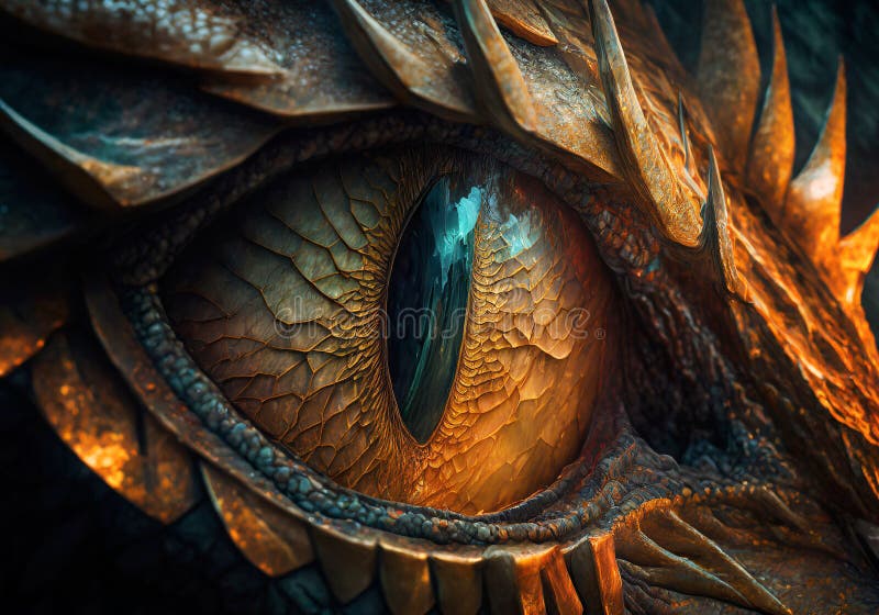3d Illustration of Dragon Eye in Closeup View Stock Illustration ...