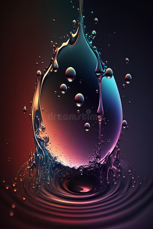 3D Illustration of a Drop of Water with Ripples and Waves Stock ...