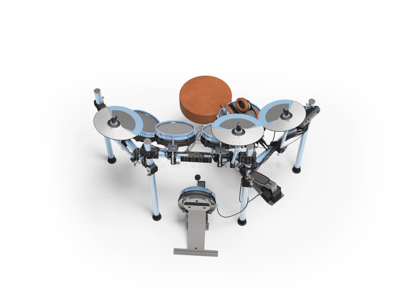 3d Illustration of Drum Set with Electric Amplifier Isolated Top View ...