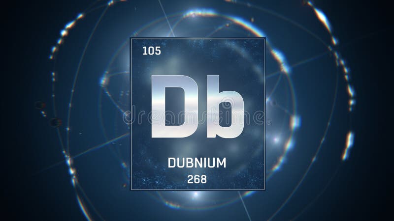 Dubnium As Element 105 of the Periodic Table 3D Illustration on Blue ...