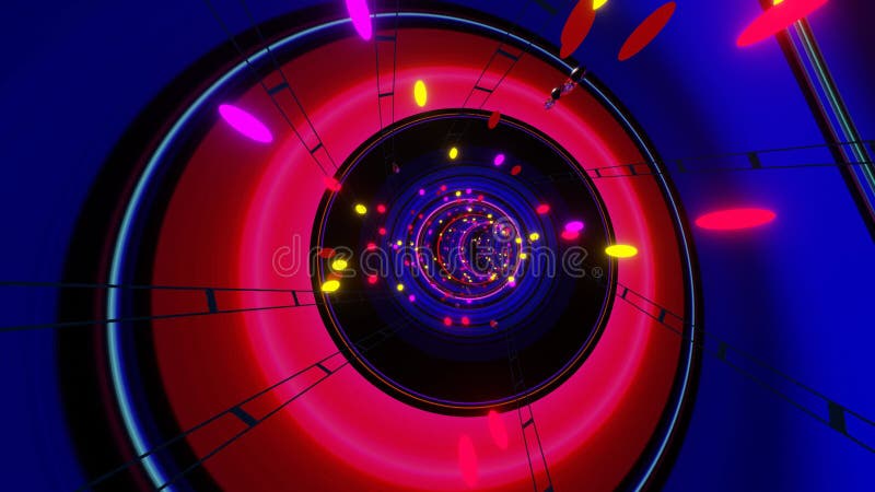 3d Illustration of Dynamic Cylindrical Loop Tunnel with Colorful Neon ...