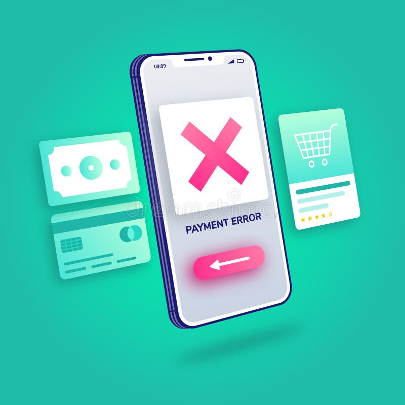 3d Illustration E-Commerce Online Shopping Payment Error Mobile ...