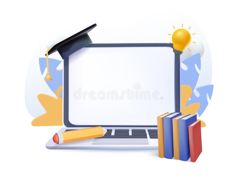 3D Illustration E-learning, Online Education. Learning World Wide ...