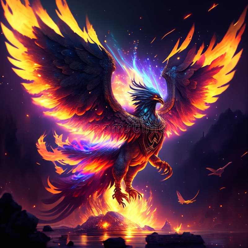 Eagle in the Fire. Vector Illustration of a Fiery Bird Stock ...
