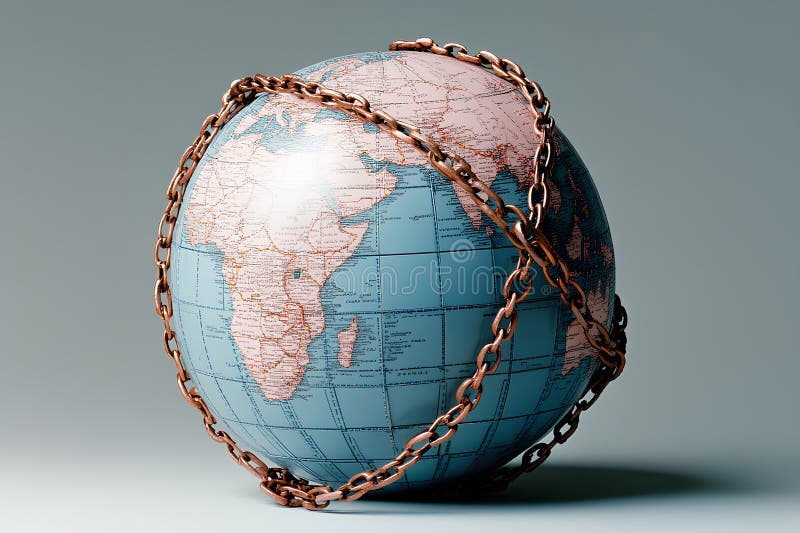 Earth Globe with Chain and Chain. 3D Illustration. Global Warming ...