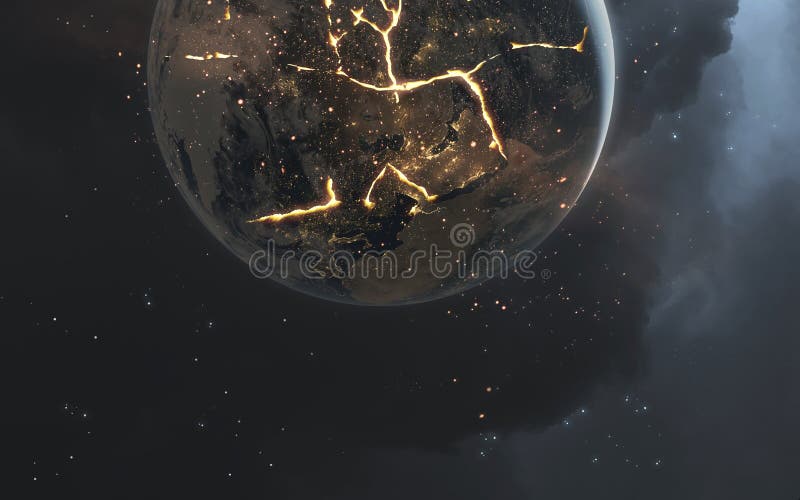 3D Illustration of Earth Planet Destruction and Explosion Stock ...