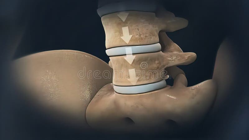 Healthy Lumbar Vertebrae And Intervertebral Disc Labeled Illustration