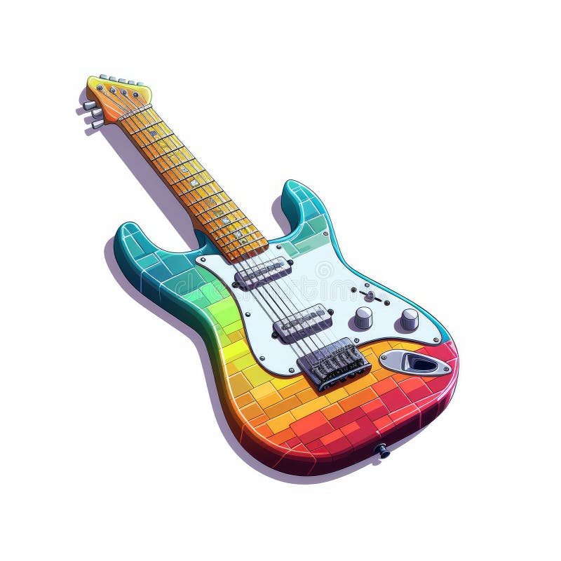 Pixel Art Electric Guitar stock illustration. Illustration of colors ...