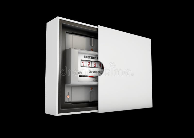 3d Illustration of Electric Meter in the Box, on Black Background Stock ...