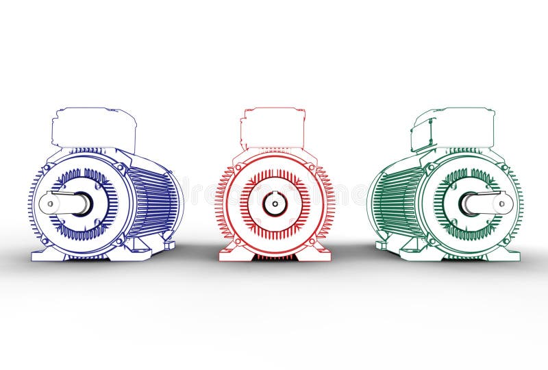 3d Illustration of Electric Motors Stock Illustration - Illustration of ...