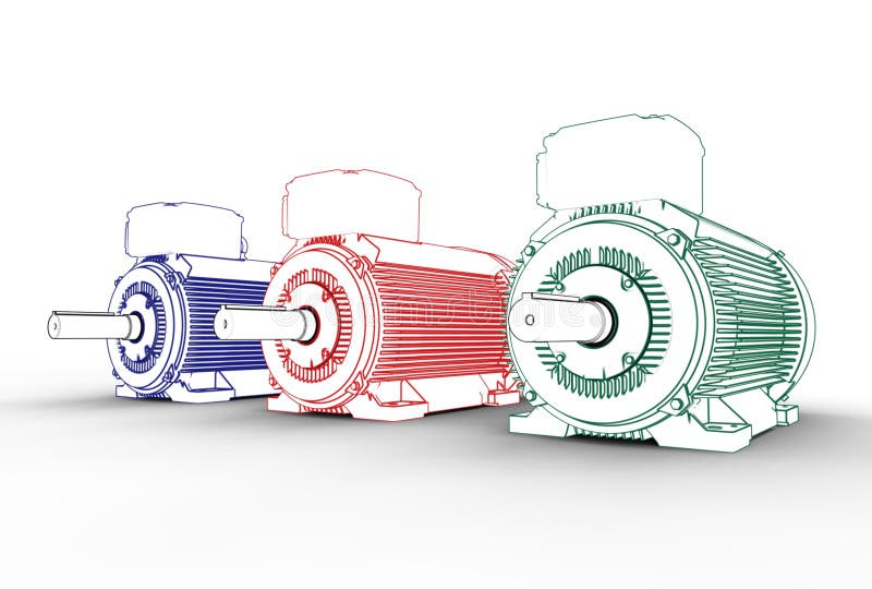 3d Illustration Of Electric Motors Stock Illustration - Illustration of ...