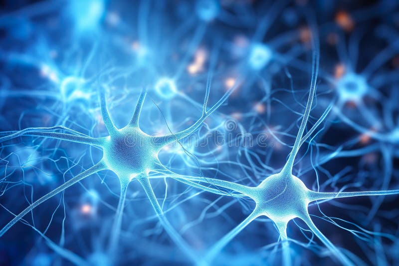 Electron Microscopy of Brain Neural Network. Generative AI Stock ...