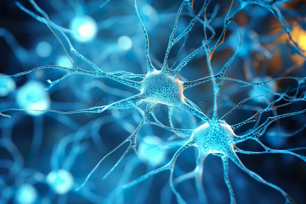 Electron Microscopy of Brain Neural Network. Generative AI Stock ...