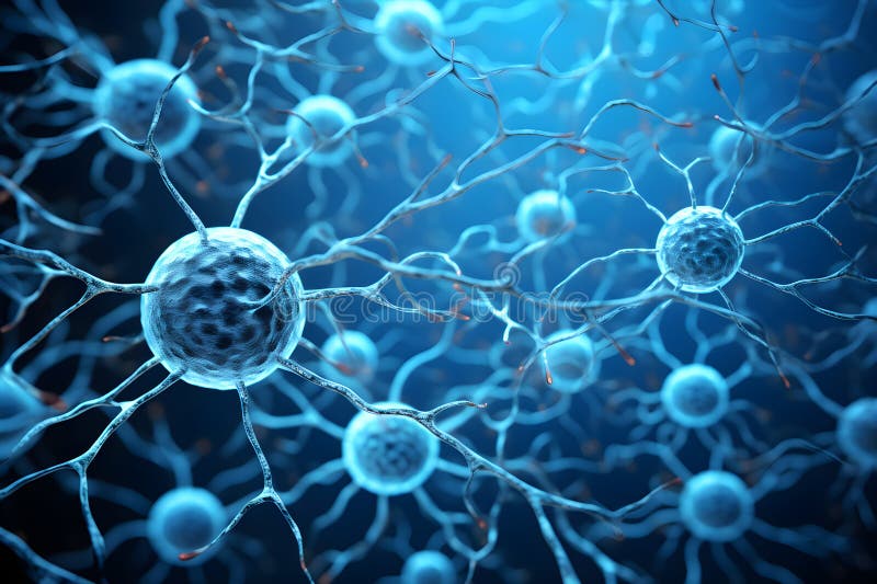 3D Illustration of Electron Microscopy of Brain Neuron Cell, Close-up ...