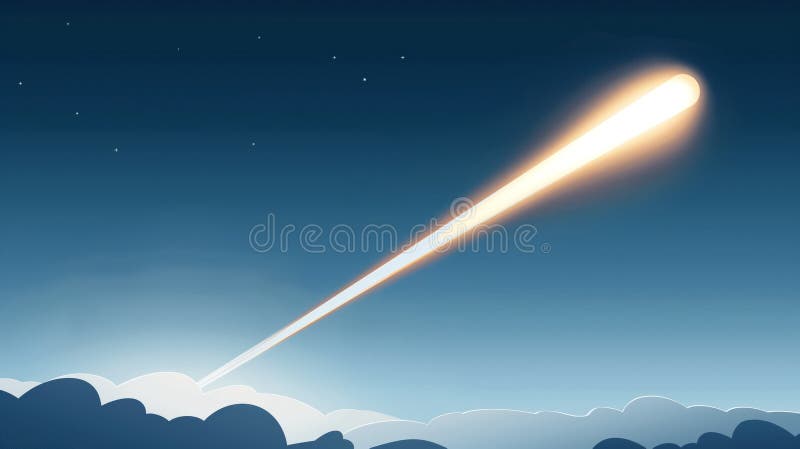 2D Illustration of an Elegant Comet with a Tail with Basic Shapes Stock ...