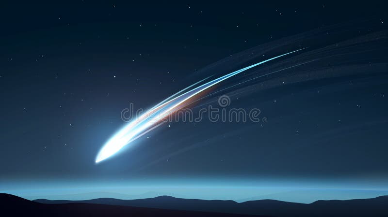2D Illustration of an Elegant Comet with a Tail with Basic Shapes Stock ...