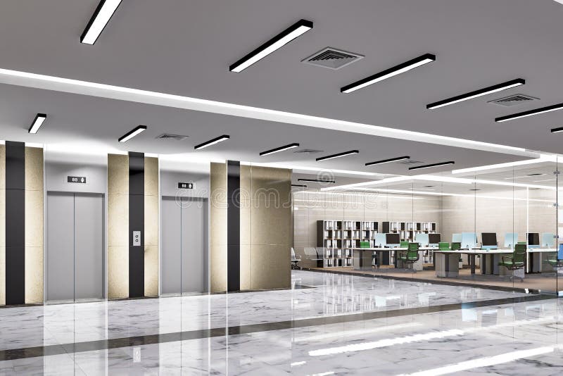 3 Elevator in Office Building Stock Photo - Image of reflection, scene ...