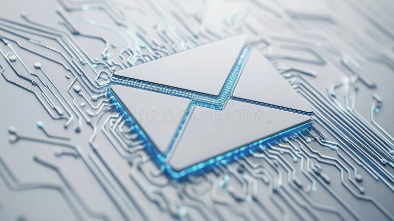 3D Illustration of Email Icon on Circuit Board Stock Illustration ...
