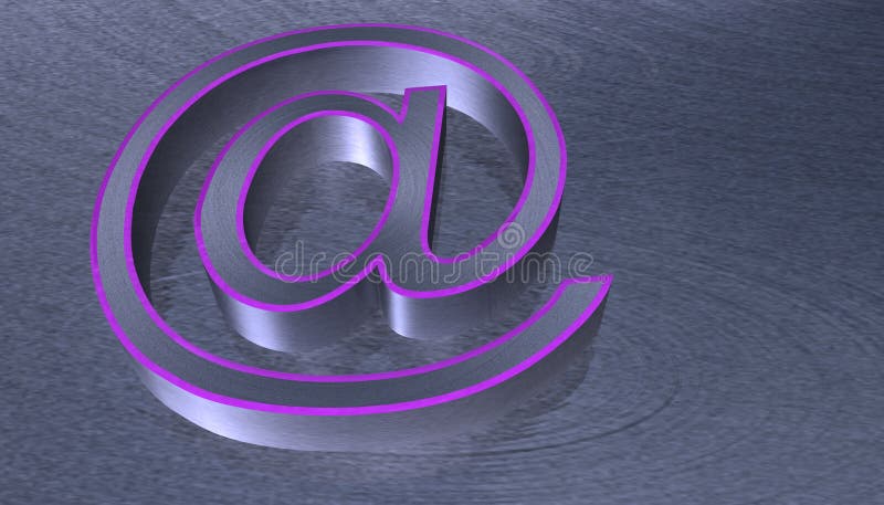 3D Illustration.at Email Sign Brushed Metal with Pink Edge Stock ...
