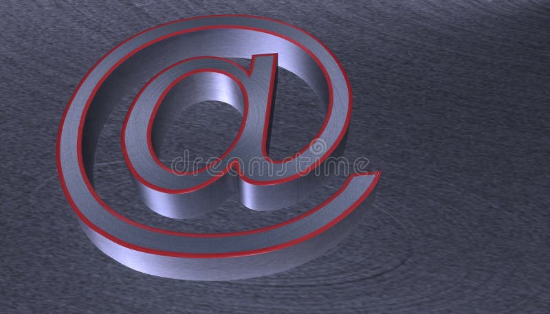 3D Illustration.at Email Sign Brushed Metal with Red Edge Stock ...