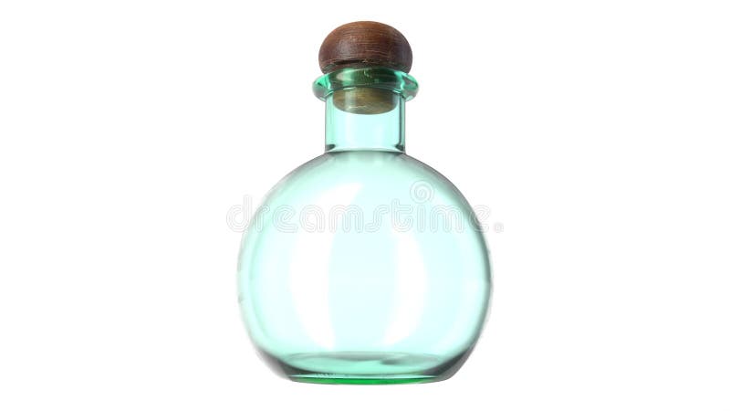 3D Illustration of Empty Glass Flask Closed with Cork Stopper. Stock ...