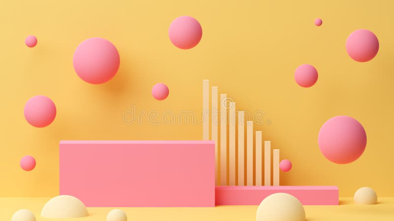 3D Illustration of an Empty Platform and Abstract Shapes Surrounding it ...