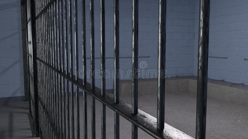 3D-Illustration of an Empty Prison Cell, No Prisoner Stock Illustration ...