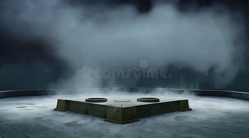 3d Illustration of an Empty Stage in a Dark Room with Smoke. Stock ...
