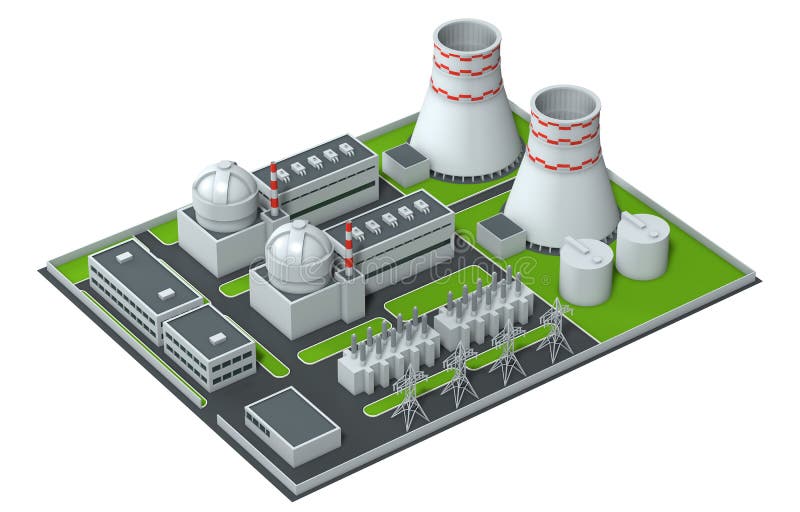 3d Illustration of an Energy Nuclear Power Plant. 3d Model Stock ...