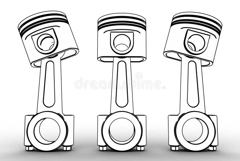 3d Illustration of Engine Pistons Stock Illustration - Illustration of ...