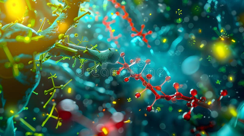 3D Illustration of Enzyme Kinetics Showing Stock Illustration ...