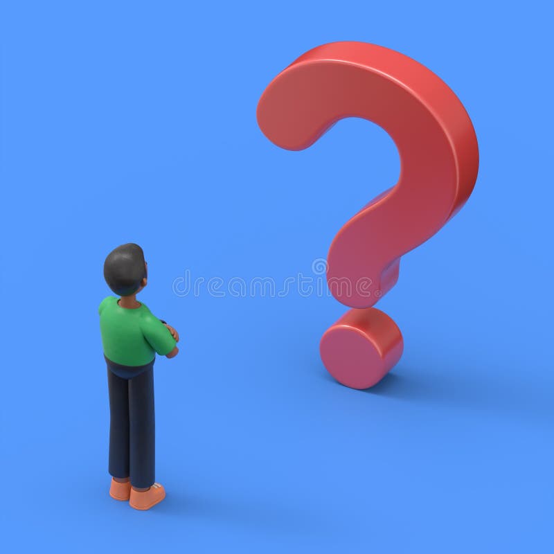 3D Illustration of European Businesswoman Faces a Big Red Question Mark ...